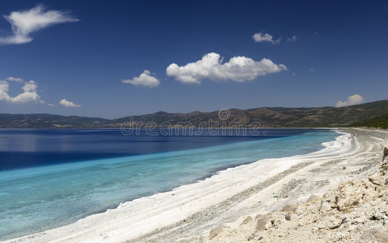 Salda Lake with Its Green Clear Water, View from the Lakeside Stock Image - Image of journey ...