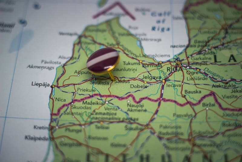 Saldus Pinned on a Map with Flag of Latvia Stock Photo - Image of ...