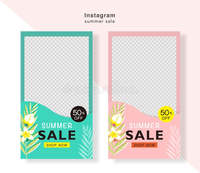 Summer Sale Frame Templates for Instagram Editorial Stock Image ...