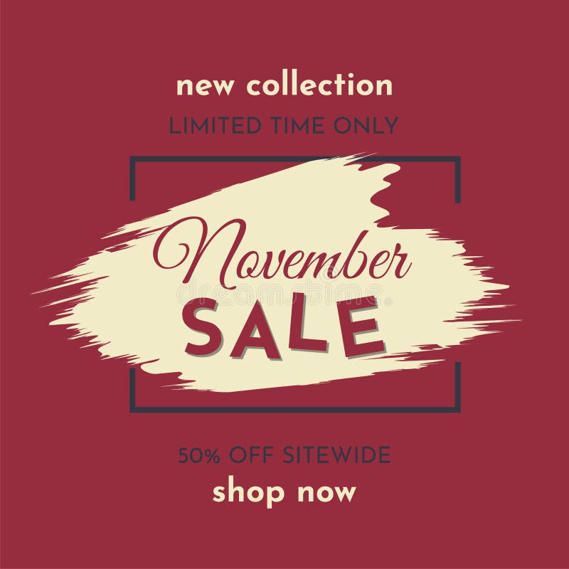 November Sale Banner on a Dark Red Background New Collection Discount ...