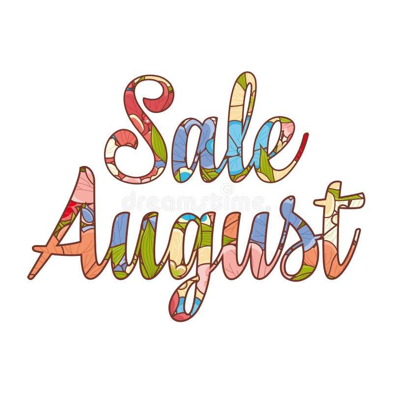 Sale August. Text Retail Message. Stock Vector - Illustration of badge ...