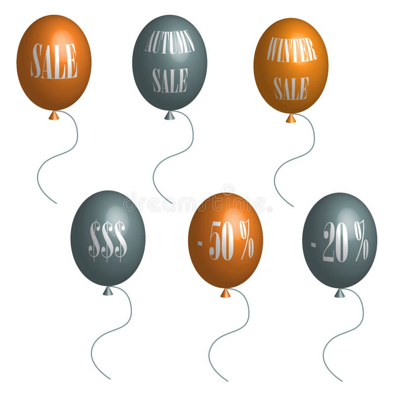 Sale balloons in 3D stock vector. Illustration of grey - 80881946