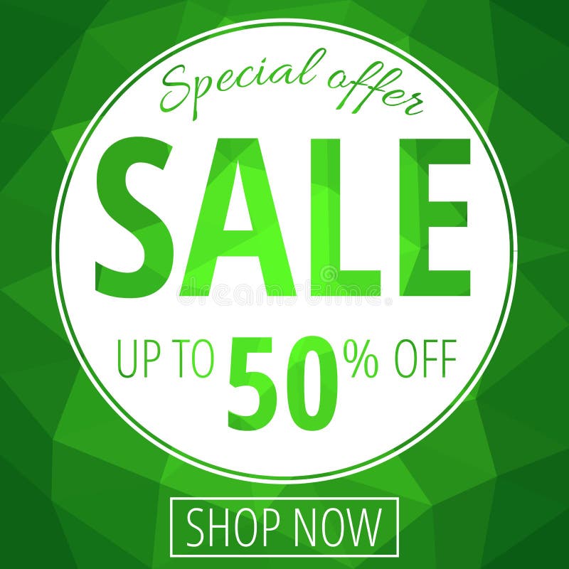 Sale Banner, Circle Green Low Polygonal Vector Stock Vector ...