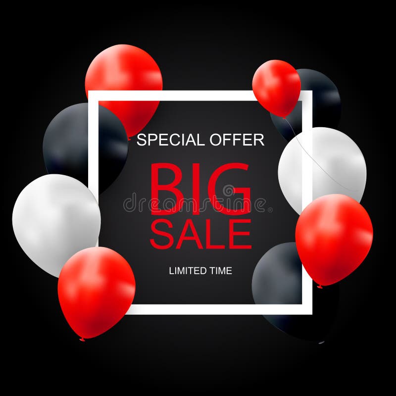 Sale Banner with Floating Balloons. Vector Illustration Stock Vector ...