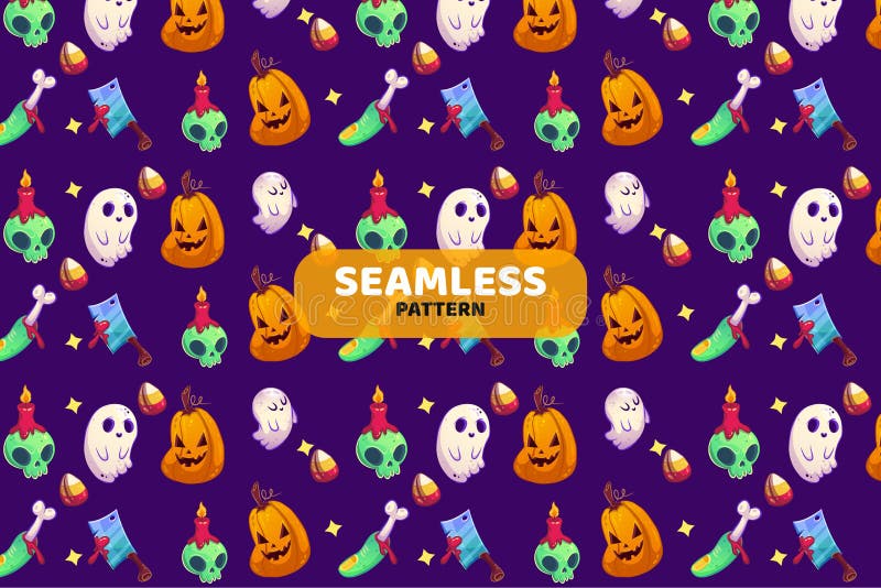 Seamless Halloween Pattern Vector Design Stock Vector - Illustration of ...