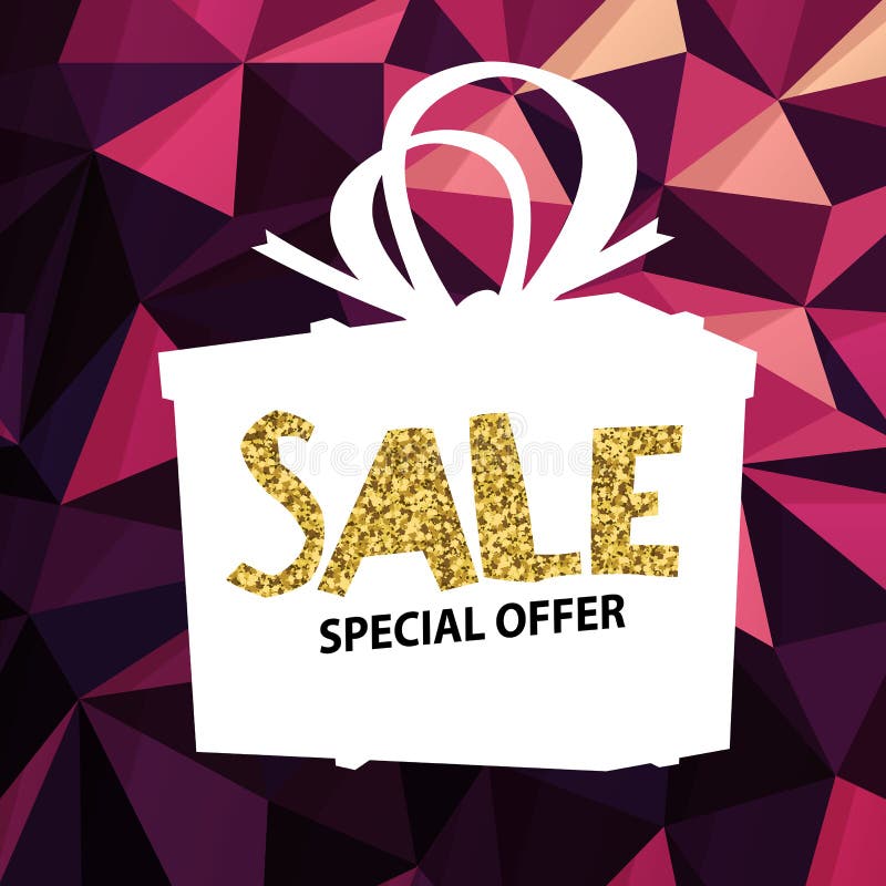 Sale Banner on Low Poly Bright Pink Background. Sale Template. Big Sale ...
