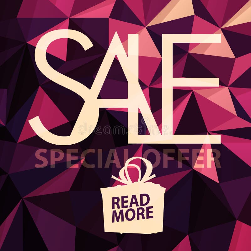 Sale Banner on Low Poly Bright Pink Background. Sale Template. Big Sale ...