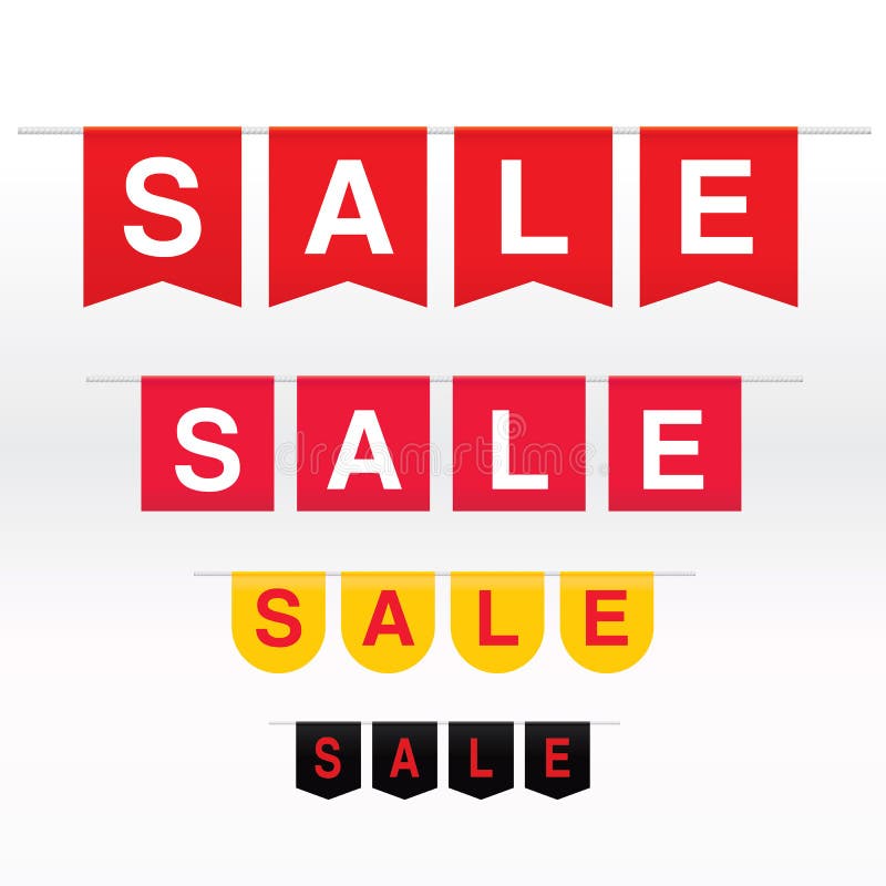 Sale banner with red flags stock vector. Illustration of business ...