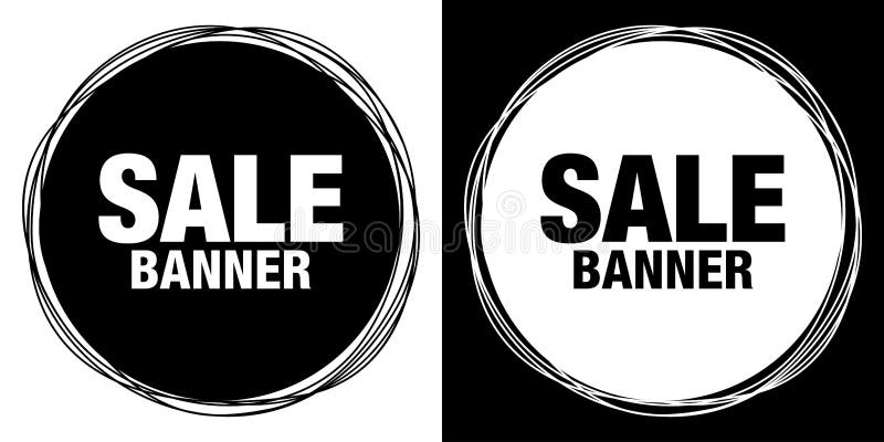 Sale Banner. Scribble Black Circle Frame. Grunge Circle. Template ...