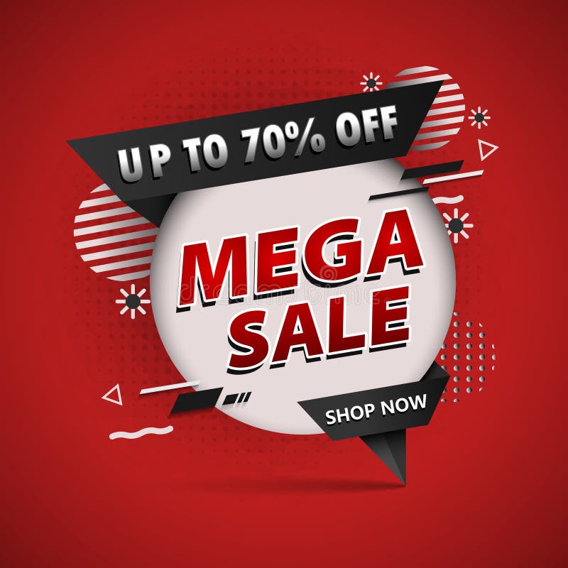 Sale Banner Template Design. Mega Sale Up To 70 Off Stock Vector ...