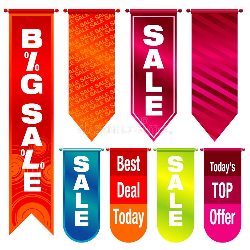 Sale banners stock vector. Illustration of blue, flag - 8825250