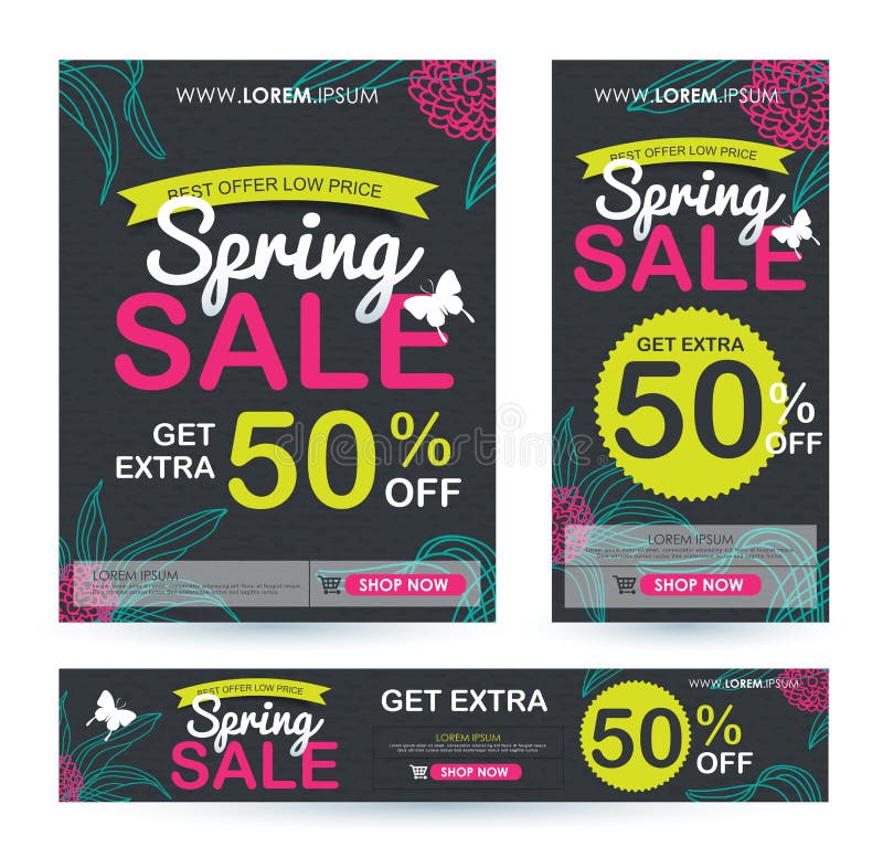 Spring Sale Banner Poster Tag Design Stock Vector - Illustration of ...