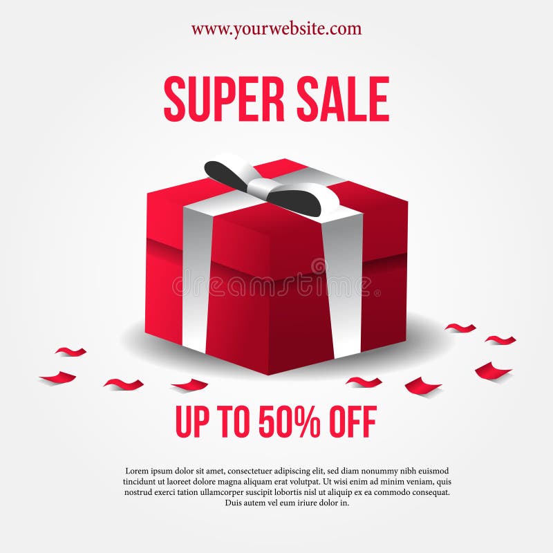Super Sale Promotion Marketing with Illustration of Red Gift Box Stock ...