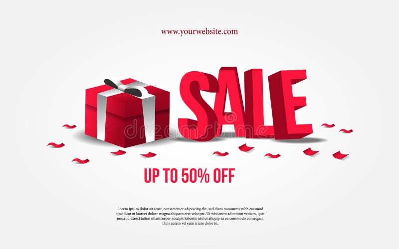 Super Sale Promotion Marketing with Illustration of Red Gift Box Stock ...