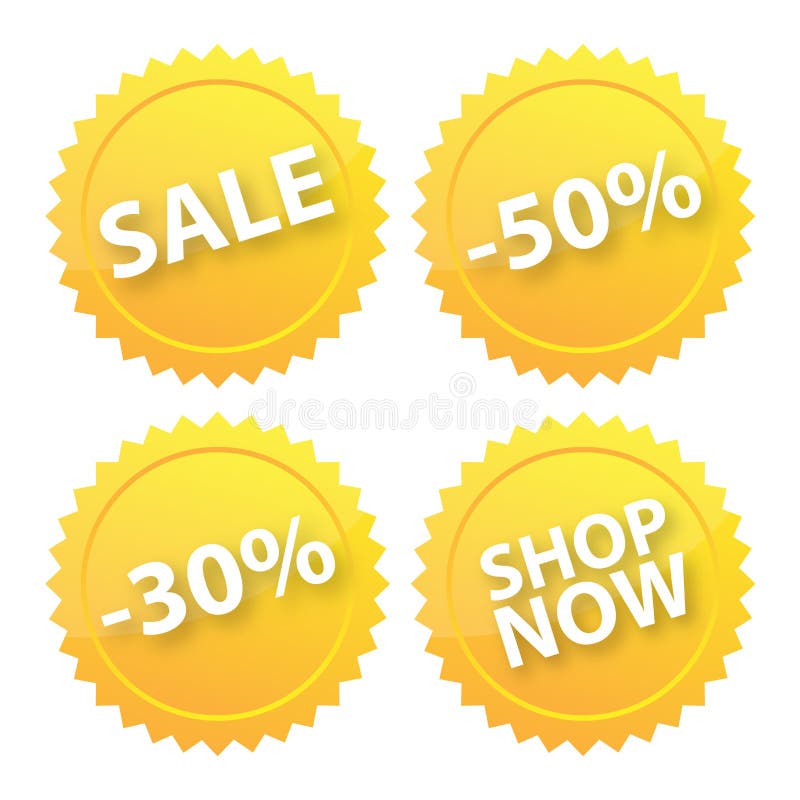 Sale Bright Yellow Sticker Set, Vector Illustration Stock Vector ...