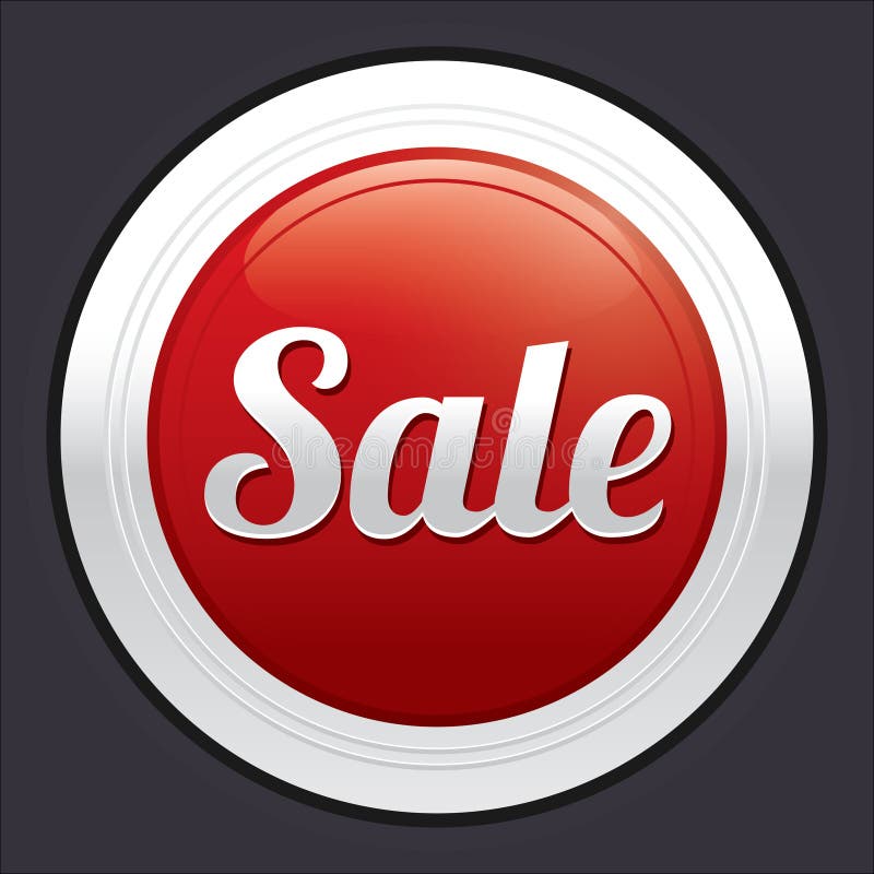 Sale Button. Vector Red Round Sticker Stock Vector - Illustration of ...