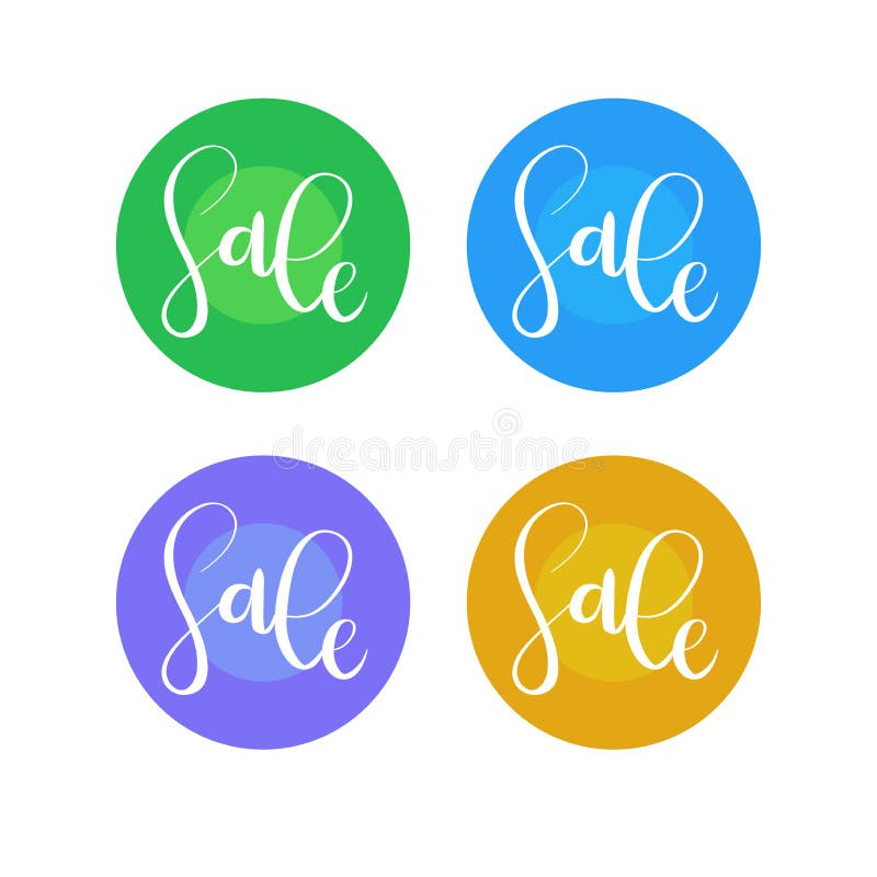 Sale Calligraphy Text. Hand Drawn Vector Calligraphy Set in Color ...