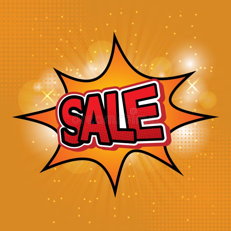 Sale Comic Text Speech on Ray Background Stock Vector - Illustration of ...