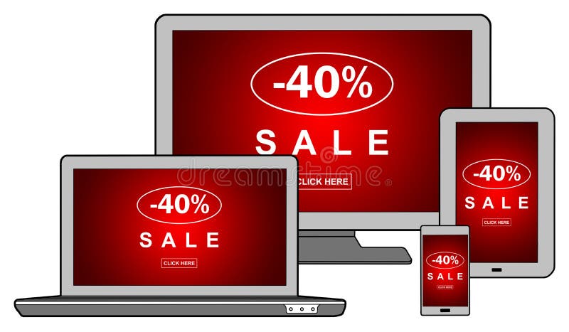Sale Concept on Different Devices Stock Illustration - Illustration of ...