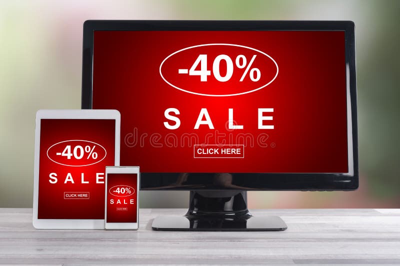 Sale Concept on Different Devices Stock Illustration - Illustration of ...