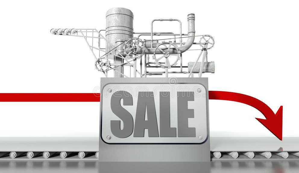 Sale Concept with Graph and Machine Stock Illustration - Illustration ...