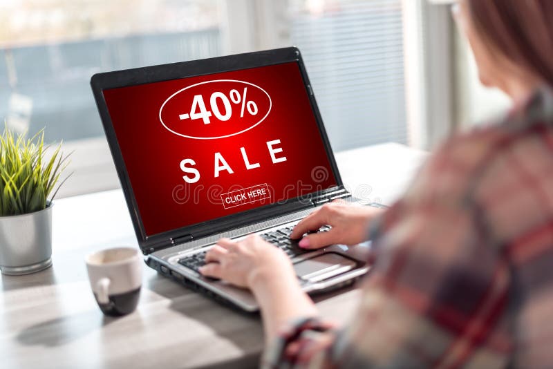 Sale Concept on a Laptop Screen Stock Photo - Image of sale, screen ...
