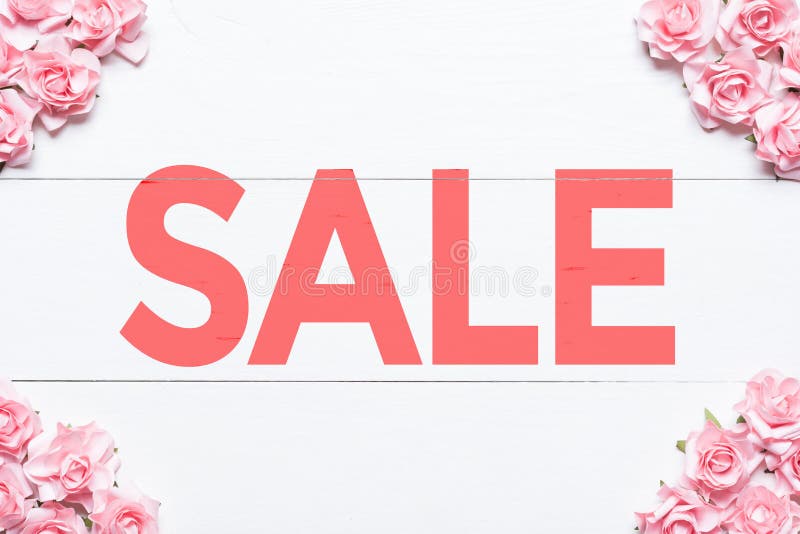 Sale Concept. Pink Roses Frame Stock Photo - Image of sell, price: 77601854