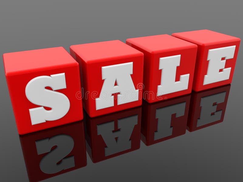 SALE Concept on Red Toy Blocks on a Black Stock Illustration ...