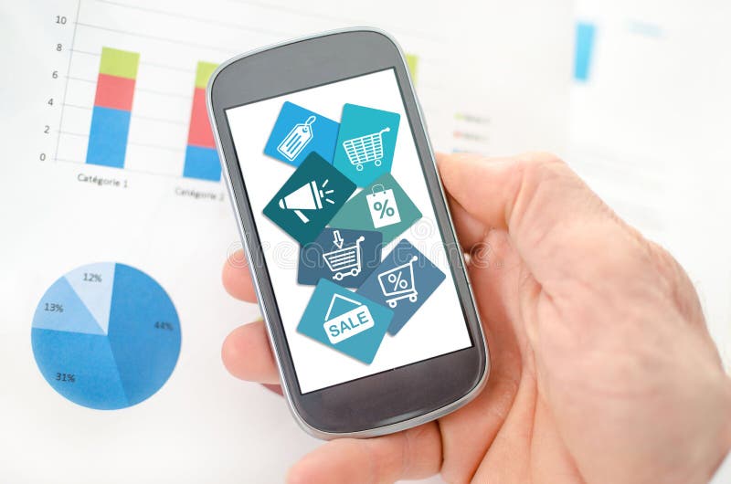 Sale Concept on a Smartphone Stock Image - Image of held, sale: 254471021