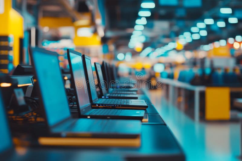 For Sale on the Counter in a Computer Store are Various Laptops Stock ...