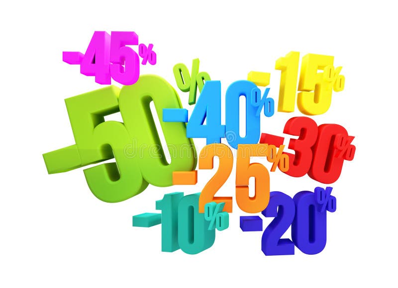50 45 40 30 20 15 10 Sale 3d Render Stock Illustration - Illustration ...