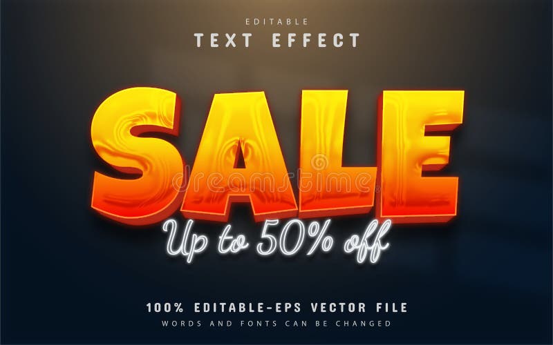 Sale 3d Text Effect Editable Stock Vector - Illustration of background ...