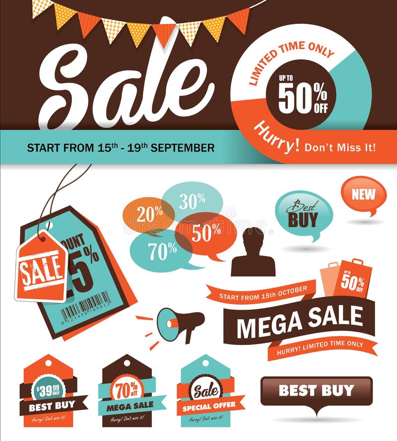 Sale Promotion Design Template Stock Vector - Illustration of headline ...