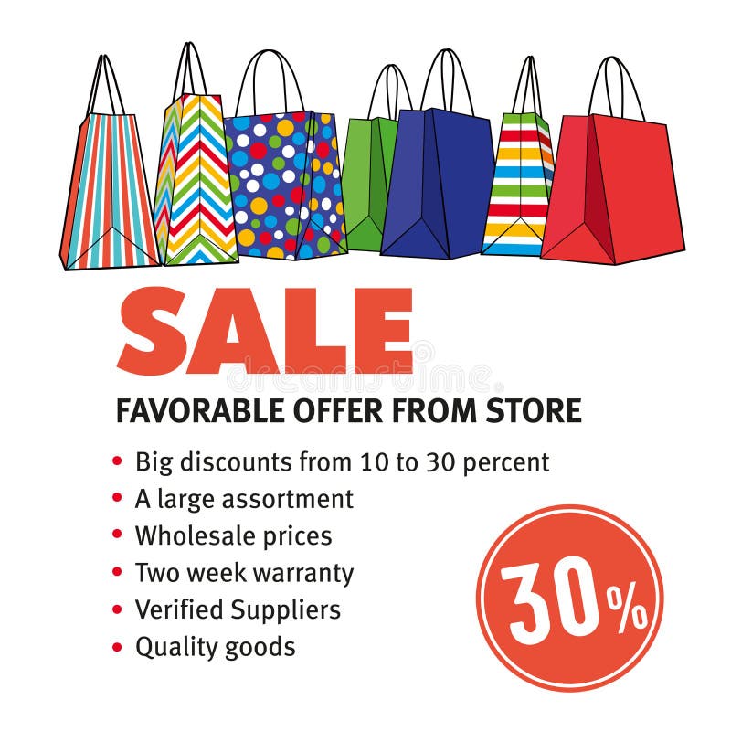 Sale 30 . Different Colored Bags and Text Pattern Stock Vector ...