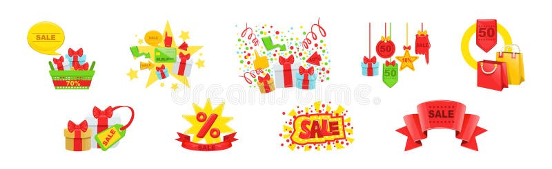 Sale and Discount Item and Element Bright Vector Set Stock Vector ...