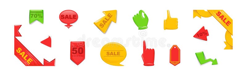 Sale and Discount Item and Element Bright Vector Set Stock Vector ...