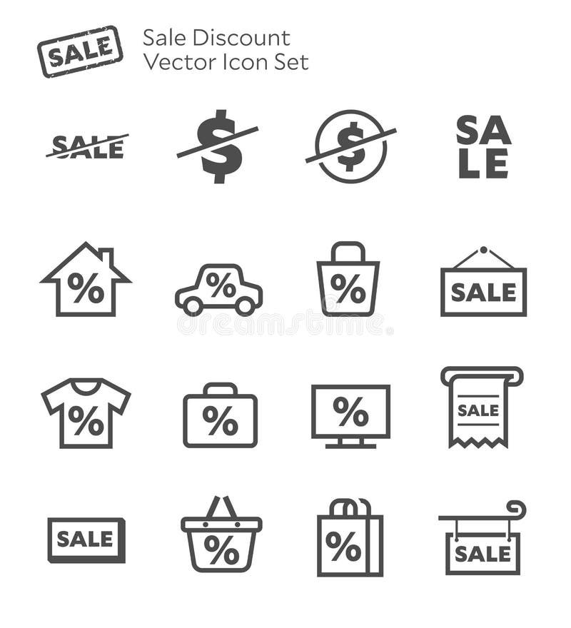 Sale Discount Vector Icon Set Stock Vector - Illustration of vector ...