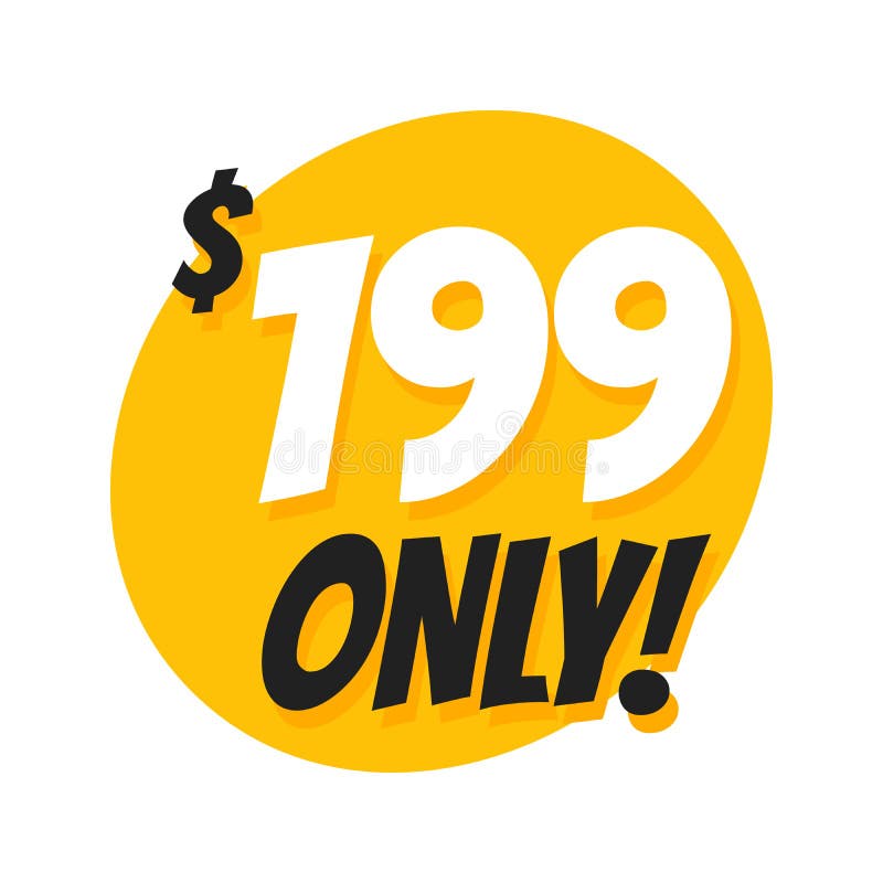 Sale 199 Dollars only Offer Badge Sticker Design in Flat Style. Stock ...