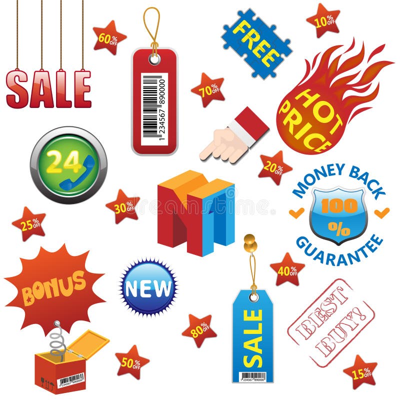 Big Set of Price Tags and Stickers Stock Vector - Illustration of ...
