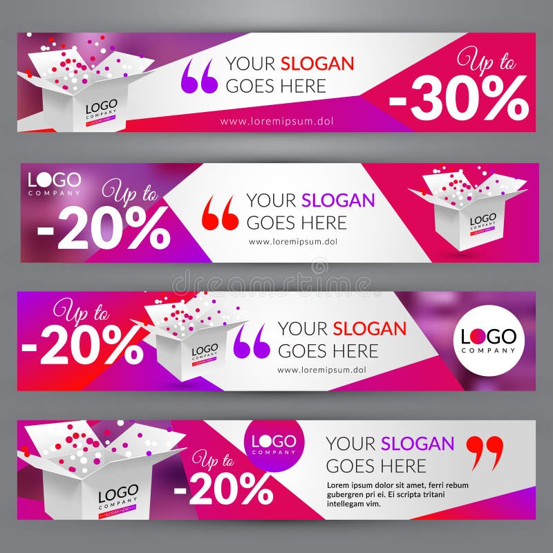Sale Event. Set with Banners for Website with Box Stock Vector ...