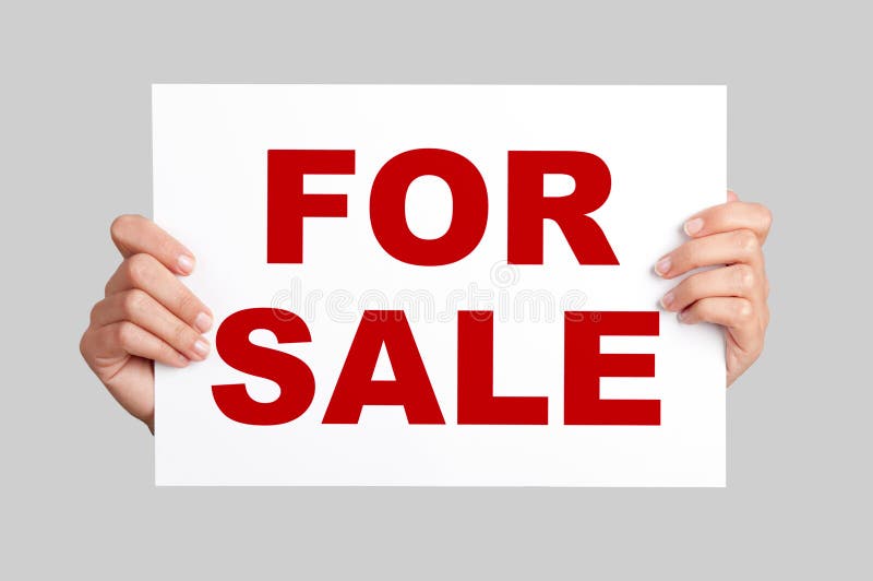 Hands Holding for Sale Billboard Stock Image - Image of portrait ...