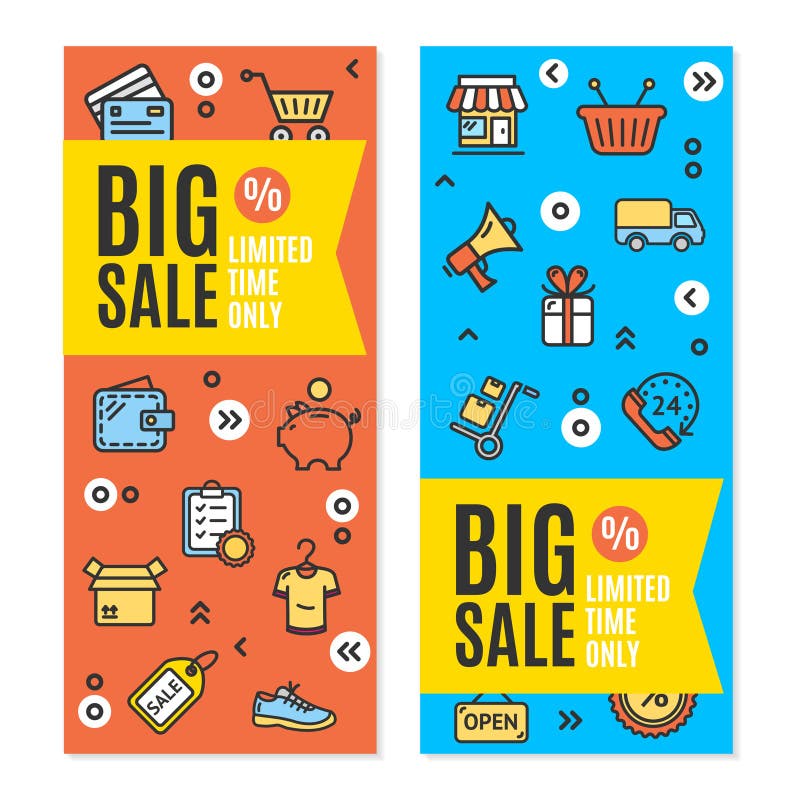 Sale Flyer Banner Posters Card Set. Vector Stock Vector - Illustration ...