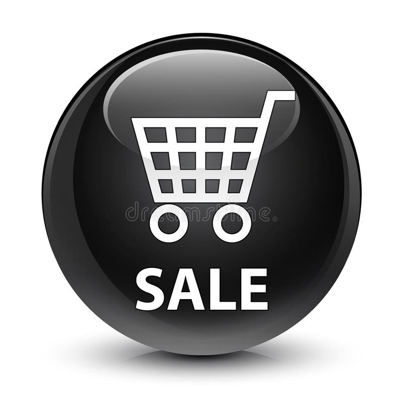 Sale Glassy Black Round Button Stock Illustration - Illustration of ...