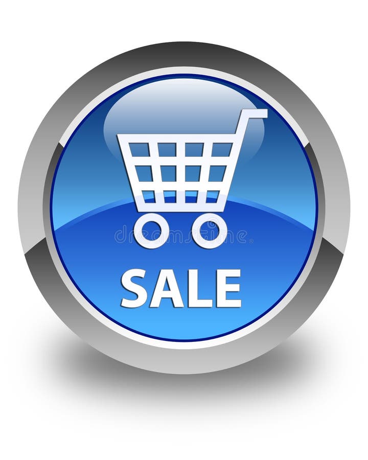 Sale Glossy Blue Round Button Stock Illustration - Illustration of ...