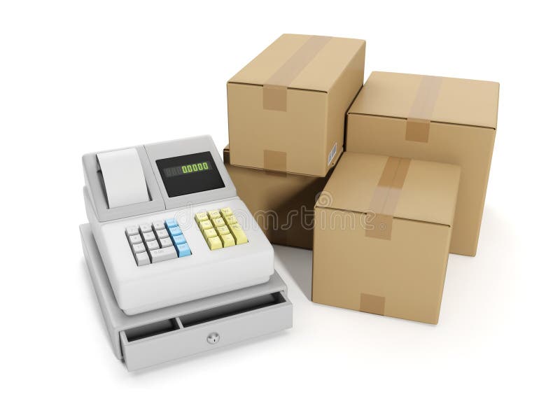 Sale Goods Storage, Warehouse. Cash Register an Stock Illustration ...