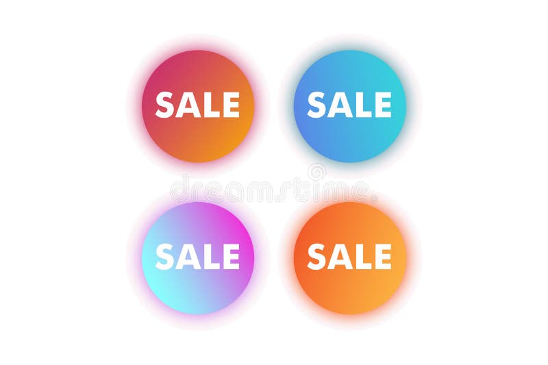 Set of Colorful Gradient Icons with Text Sale. Vector Buttons Stock ...