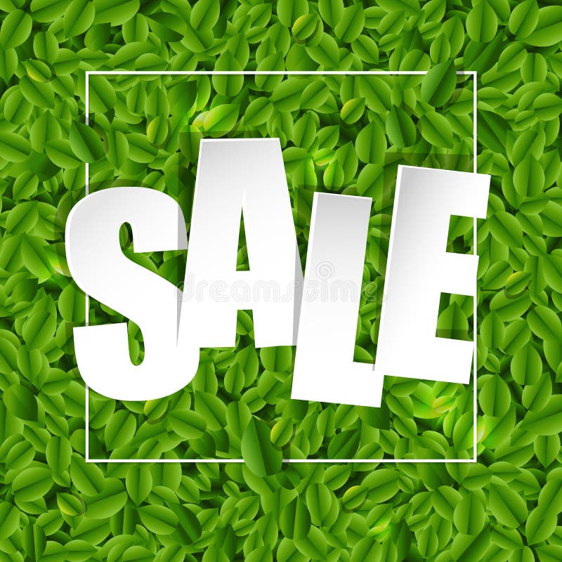 Sale Green Poster with Green Leaves Background Stock Vector ...