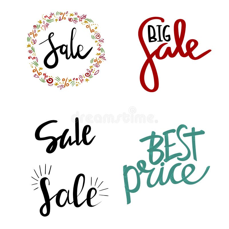 Sale Hand Lettering. Modern Calligraphy Stock Illustration ...