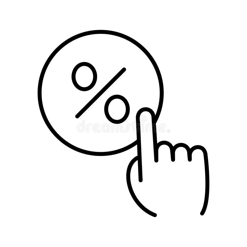 Sale Icon. Hand Press the Button with a Discount Sign Stock Vector ...