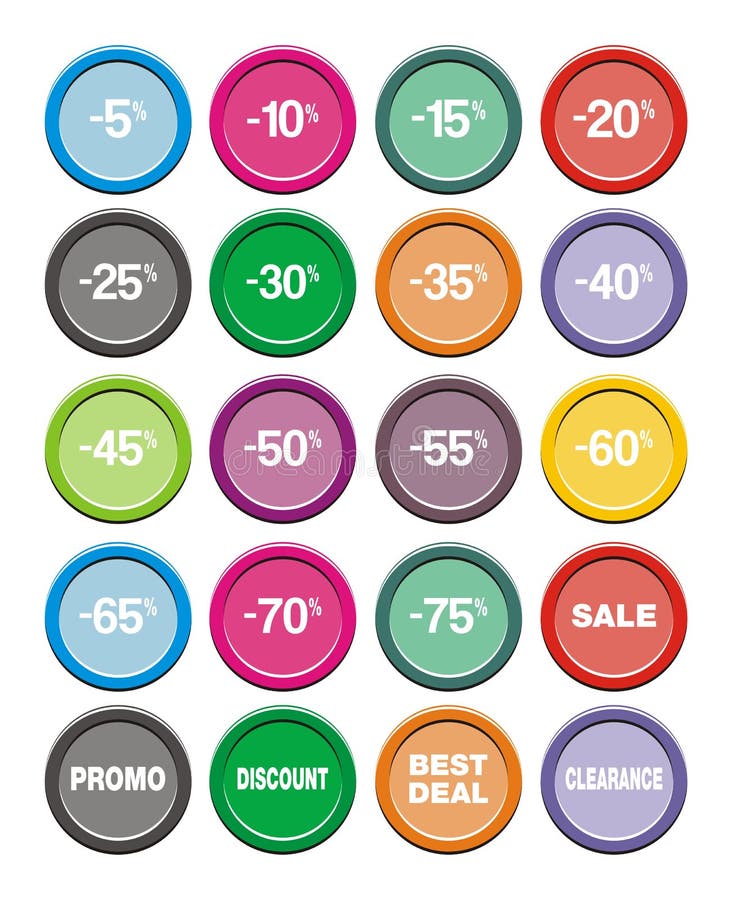 Set of promo badges stock illustration. Illustration of round - 23109792